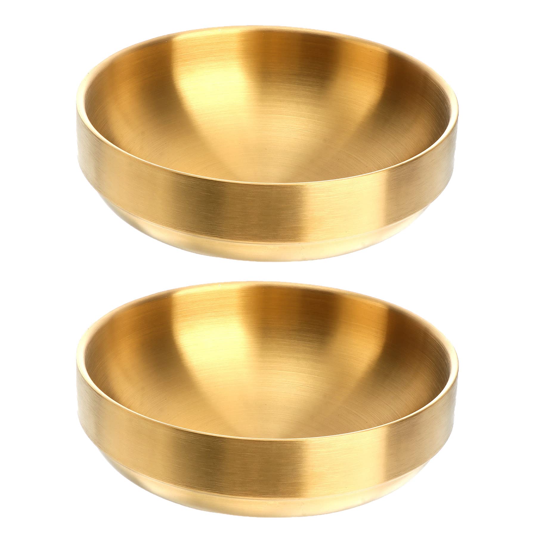 Hemoton Decorative Bowl Cereal Container 2Pcs Thick Stainless Steel Big Bowls, Double- Deck Gold Bowls, Metal Bowls for Fruit Cereal Snack Appetizer (Diameter 7.5in/ 19cm) Korean Ramen