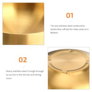 Hemoton Decorative Bowl Cereal Container 2Pcs Thick Stainless Steel Big Bowls, Double- Deck Gold Bowls, Metal Bowls for Fruit Cereal Snack Appetizer (Diameter 7.5in/ 19cm) Korean Ramen