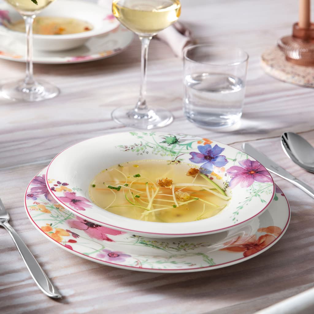 Villeroy & Boch Mariefleur Basic Rim Soup, 9 in, White/Multicolored