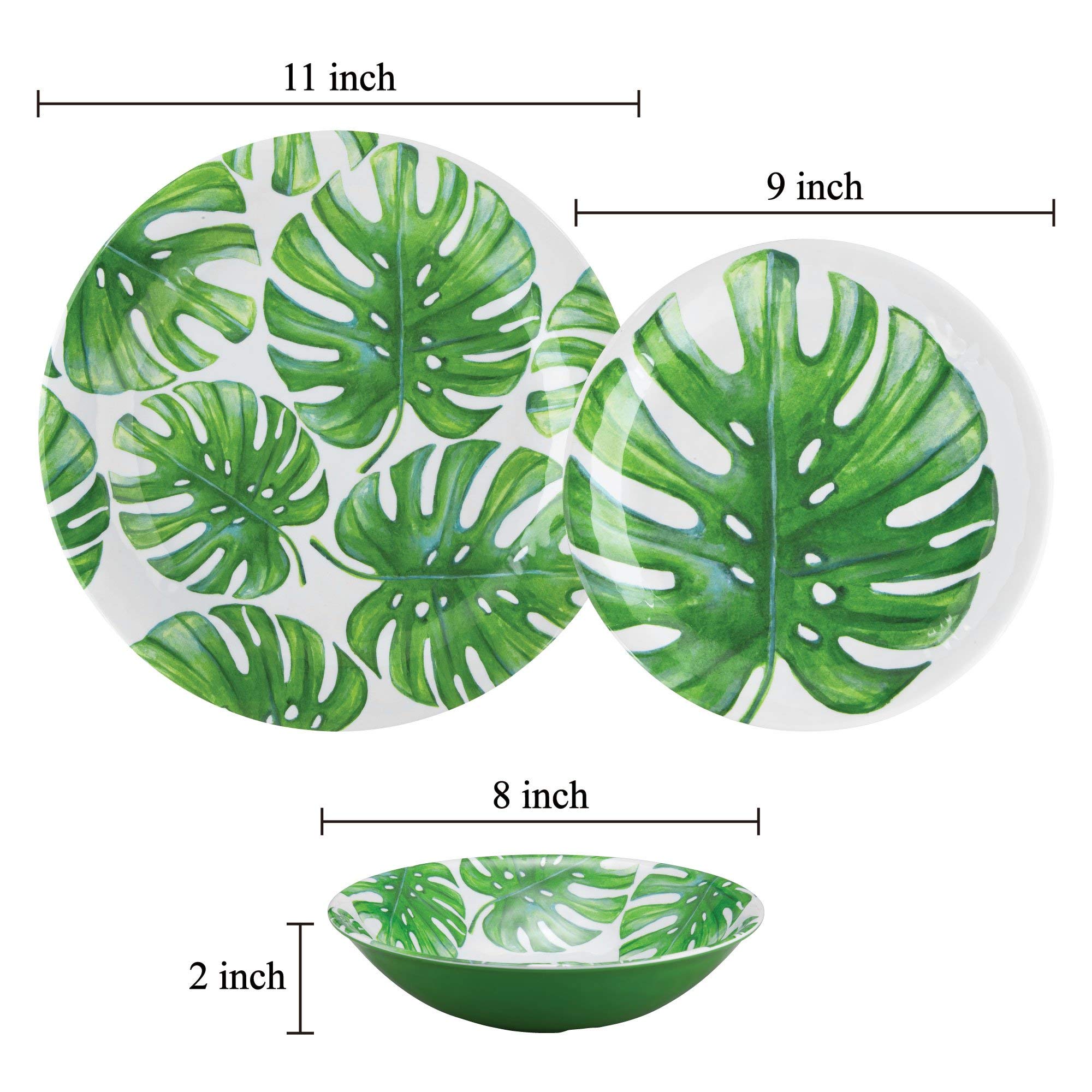 Supreme Housewares 6-Piece Monstera 8 Inch Melamine Dinner Bowls Set