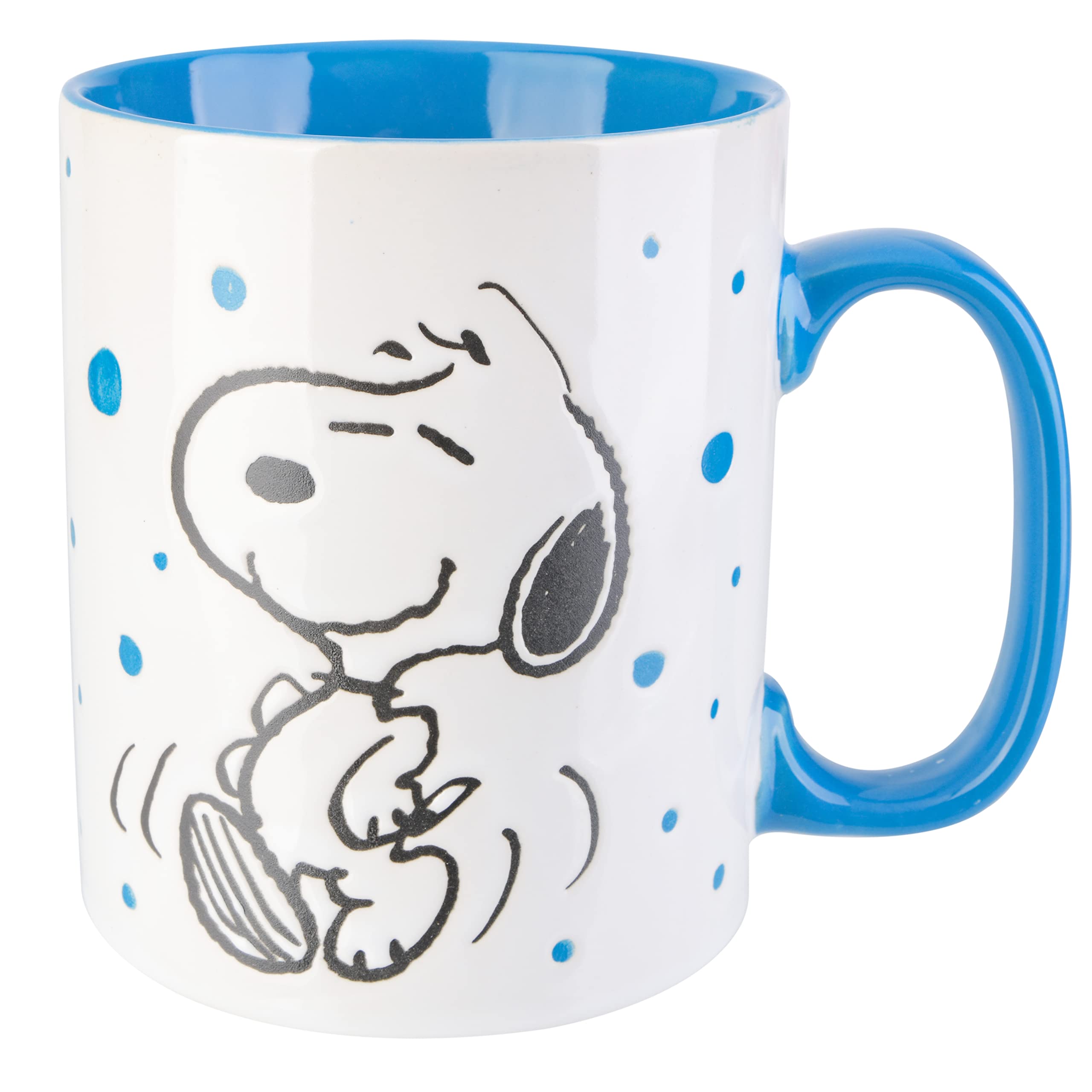 Peanuts Snoopy Freckled Joy 15oz Mugs, Stoneware, 4-Pack, Assorted Colors