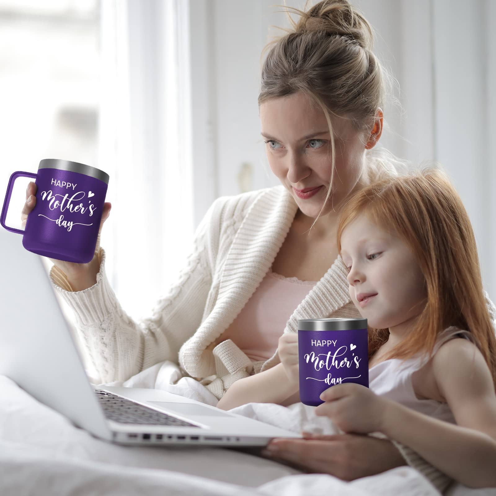 Gtmileo Mothers Day Gifts for Mom, Happy Mothers Day Stainless Steel Insulated Coffee Mug, Mom Gifts from Daughter Son, Birthday Christmas Gifts for Mom New Mom Mom to Be Mother Women(12oz, Purple)