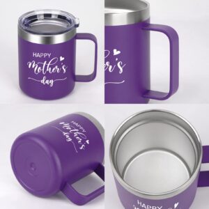 Gtmileo Mothers Day Gifts for Mom, Happy Mothers Day Stainless Steel Insulated Coffee Mug, Mom Gifts from Daughter Son, Birthday Christmas Gifts for Mom New Mom Mom to Be Mother Women(12oz, Purple)