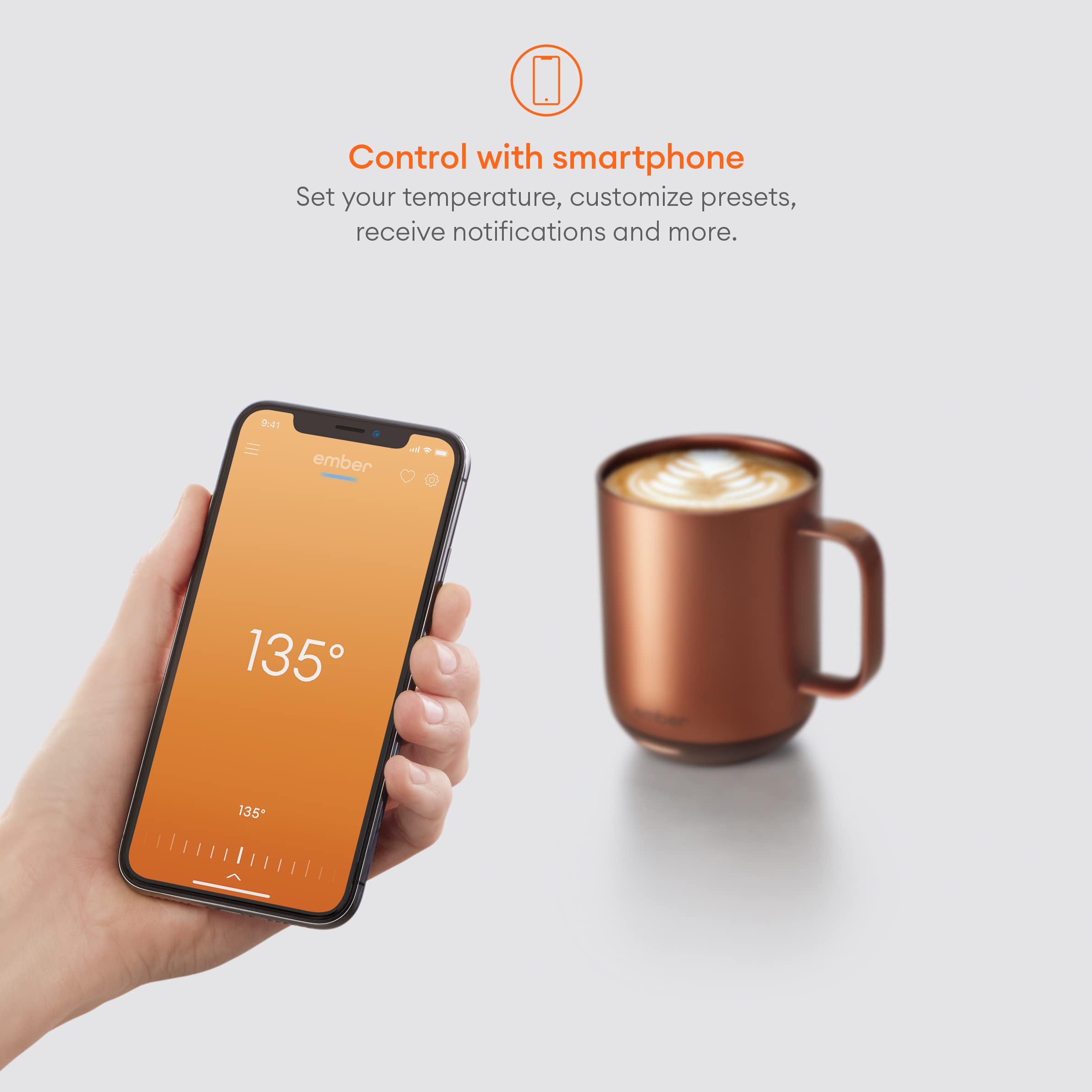 Ember Temperature Control Smart Mug 2, 10 Oz, App-Controlled Heated Coffee Mug with 80 Min Battery Life and Improved Design, Copper