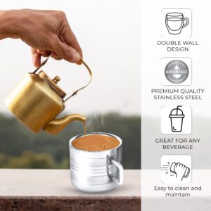 KSJONE Set of 6 Double Wall Stainless Steel Tea Cups, Coffee Cup Espresso Cup Mug, Reusable, Long Lasting & Dishwasher Safe - (5oz, 6 Sets)