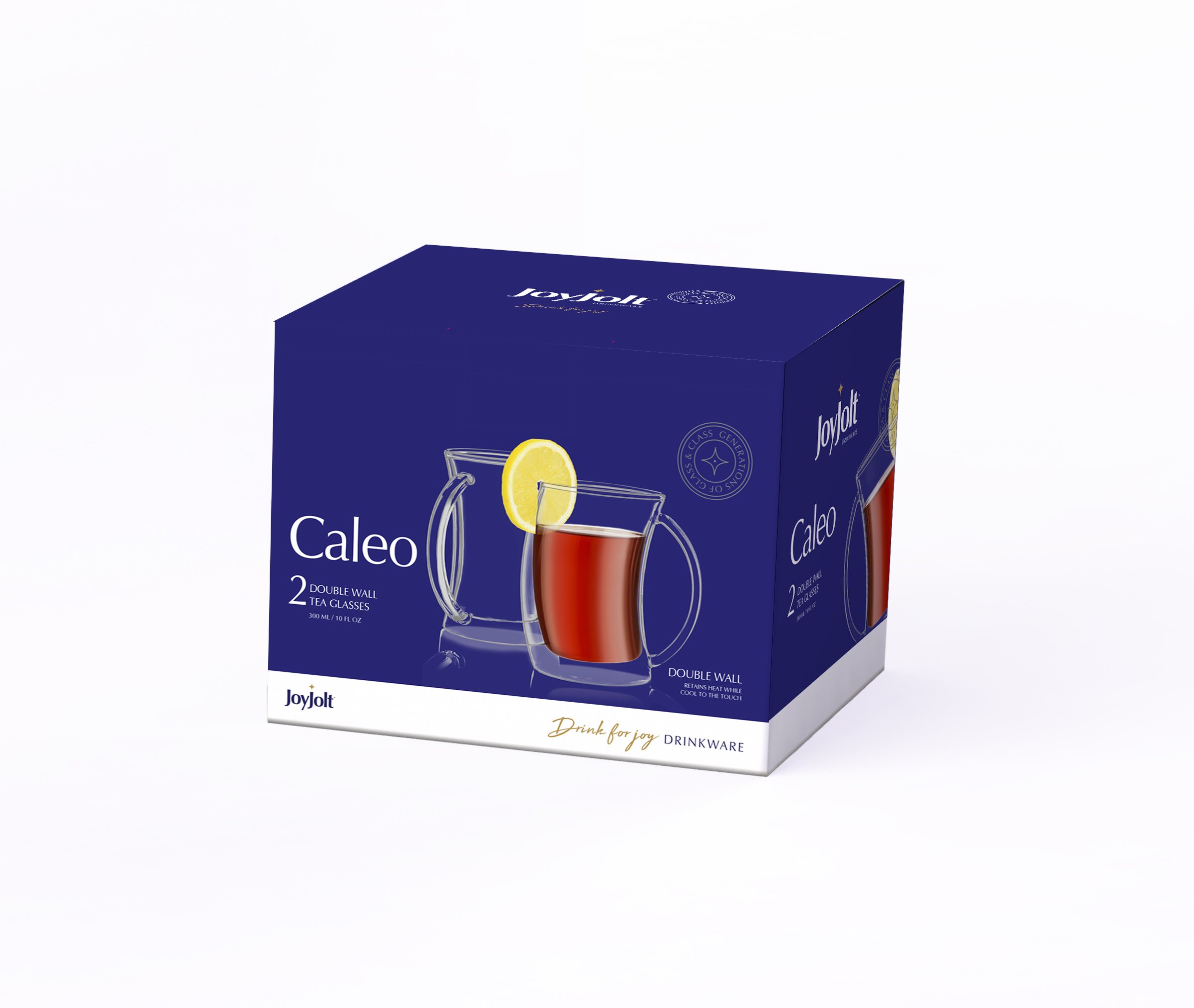 JoyJolt Caleo Collection Double Wall Insulated Glasses Espresso Cups Set of 2 (2-Ounces 60 ML)