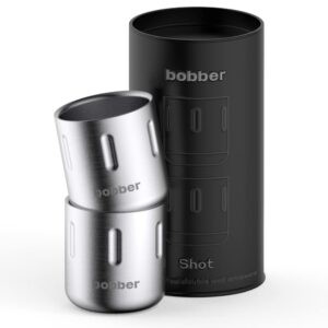 bobber shot - 3.4 oz (100ml) stainless steel double walled espresso cups - set of 2 heat resistant non insulated metal coffee cups with gift box (matte)