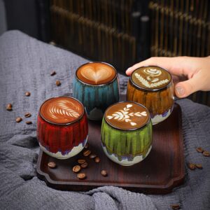 FLJZCZM Espresso Cups Ceramic Kiln-Change Small Espresso Coffee Cup Spirits Cups Tasting Cups Ceramic Mate Cup Set of 4 (4 colors)