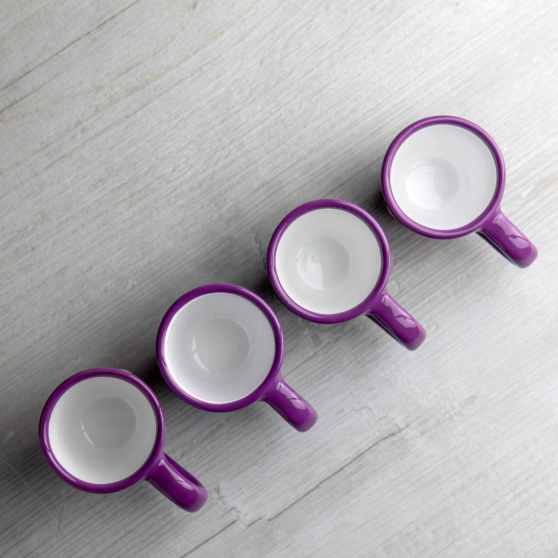 City to Cottage Handmade Purple and White Polka Dot Ceramic 2oz/60ml | Espresso Cup Set of 4, Unique Designer Pottery for Coffee Lovers