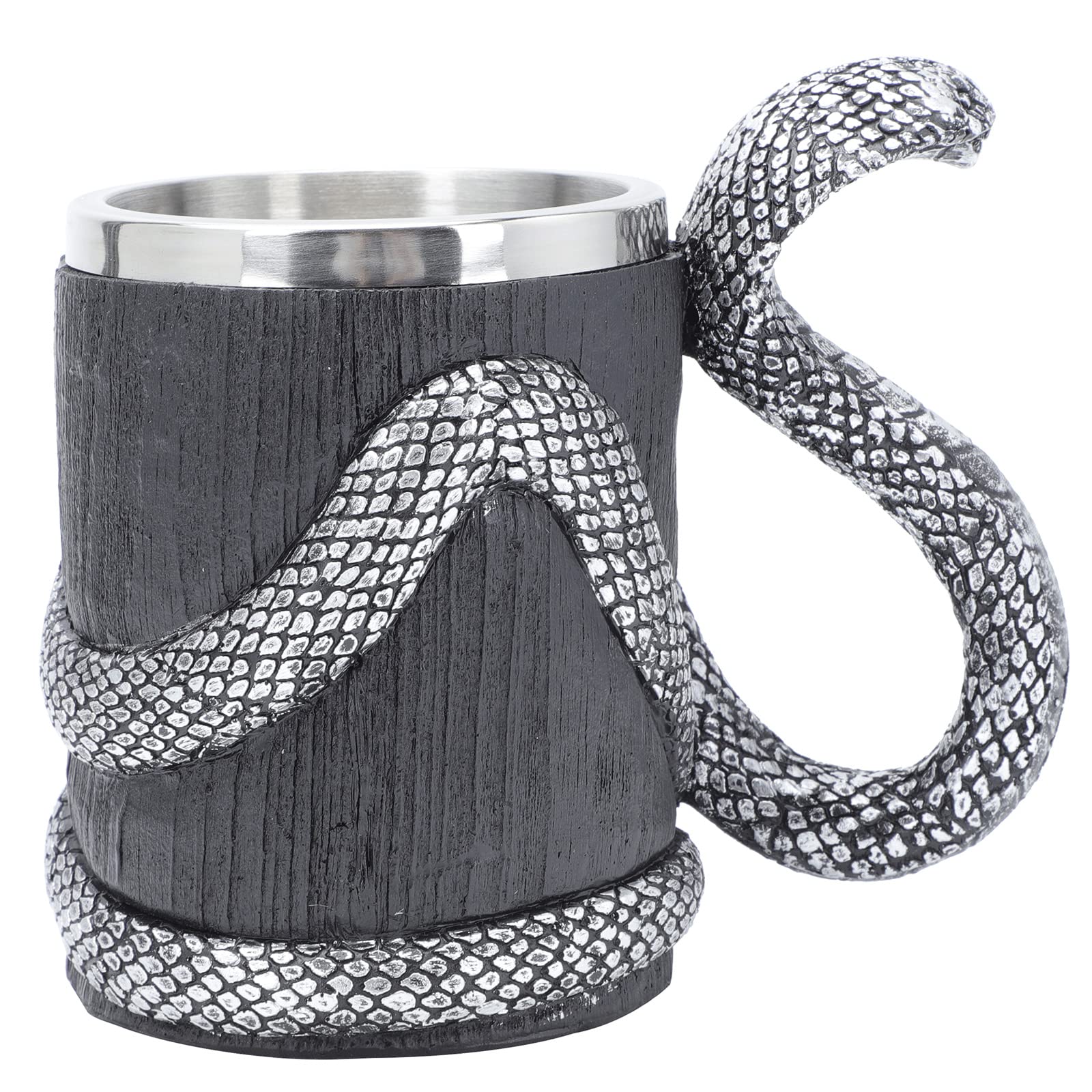 jojofuny Snake Coffee Mug Cup Cobra Drinking Cups, Stainless Steel Beer Mug Espresso Cup Beverage Mug for Milk Coffee Ice Cream Tea Juice (Black)