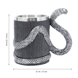 jojofuny Snake Coffee Mug Cup Cobra Drinking Cups, Stainless Steel Beer Mug Espresso Cup Beverage Mug for Milk Coffee Ice Cream Tea Juice (Black)