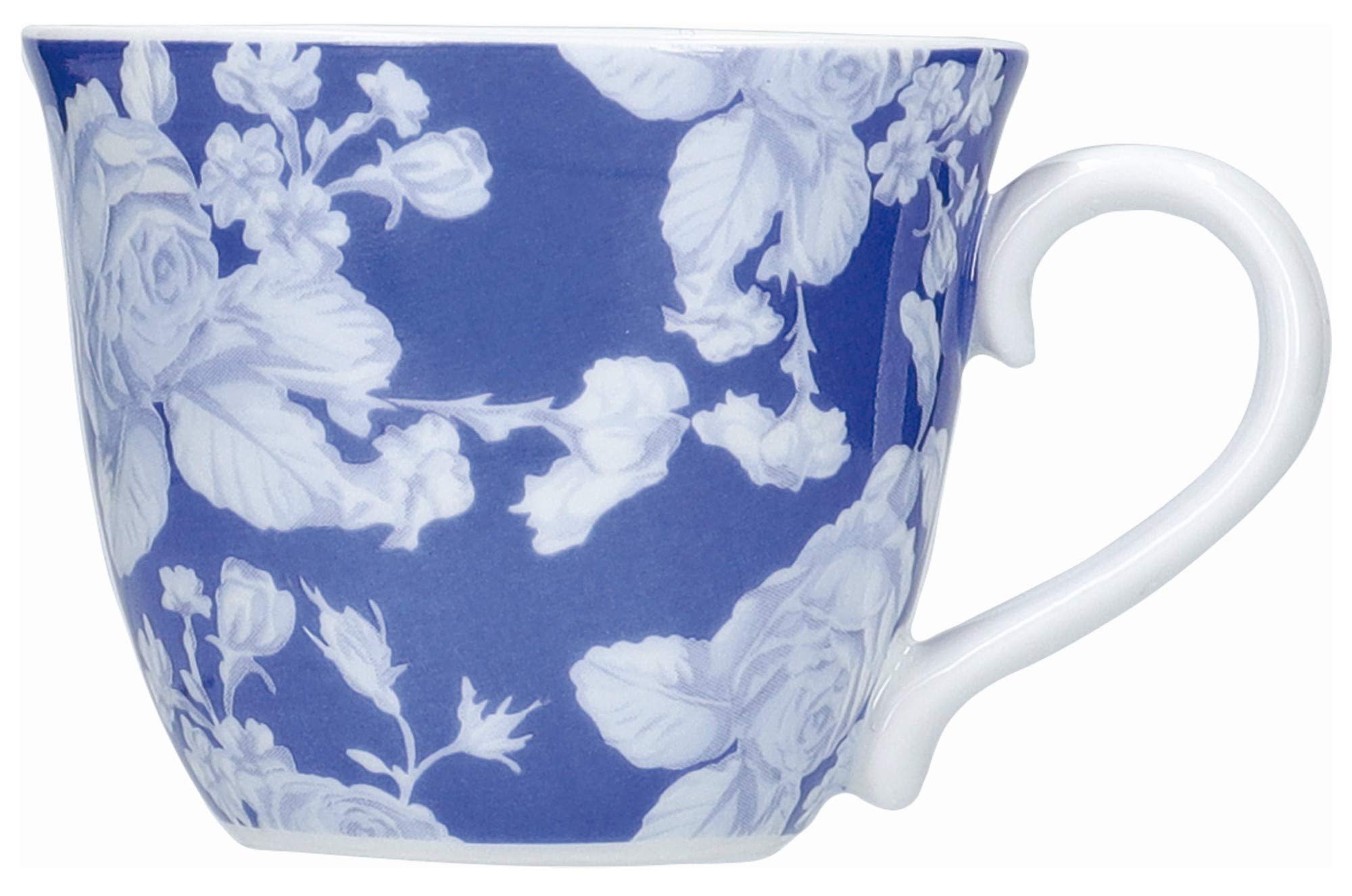 MIKASA Hampton Espresso Cups with Floral Pattern in Gift Box, Porcelain, White/Blue, 80 ml, 4 Piece Set