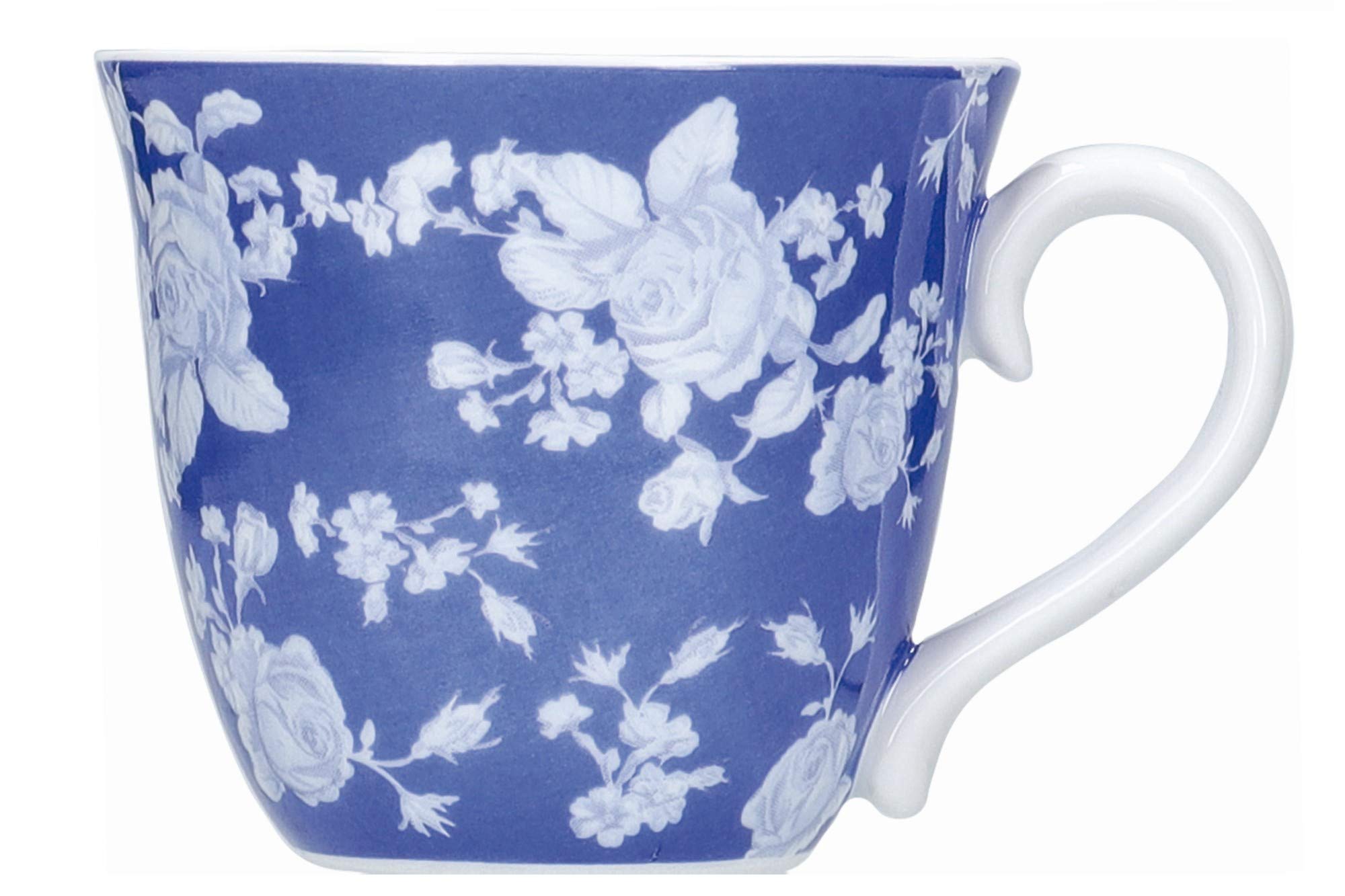 MIKASA Hampton Espresso Cups with Floral Pattern in Gift Box, Porcelain, White/Blue, 80 ml, 4 Piece Set