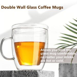 Insulated Coffee Mug With Handle And Lid 16 oz Double Wall Espresso Cups Double Layer Glass Mug Cold Heat Resistant Cup Tea Mug Milk Cup Coffee Cup Wine Glasses