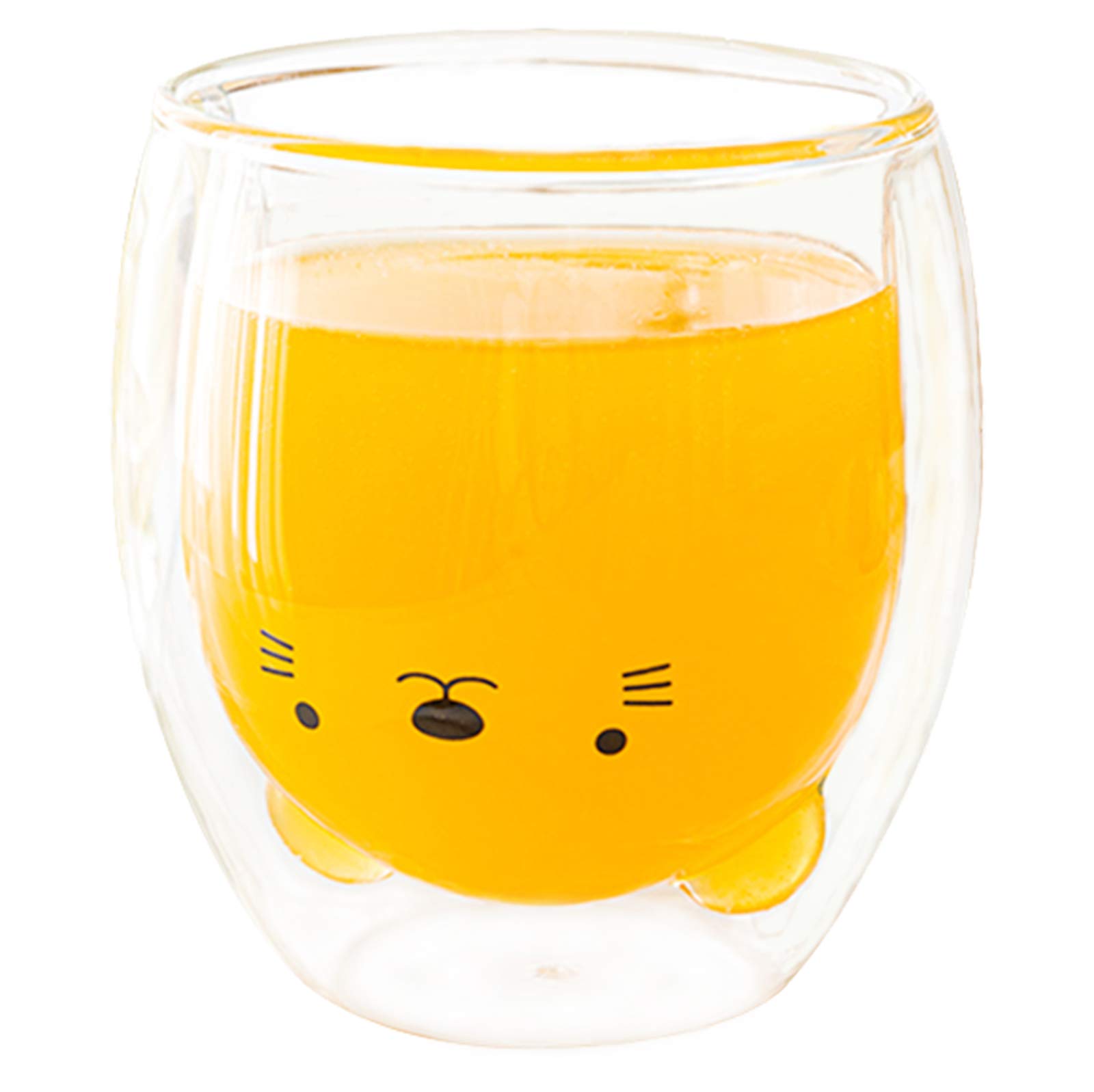 Sharemee Cute Mugs Double Wall Insulated Glass Espresso Cup Coffee Cup, Tea Cup, Milk Cup, Gigt for Personal Birthday and Office 250ml/8.4oz (Cute Mugs Bear+cat)