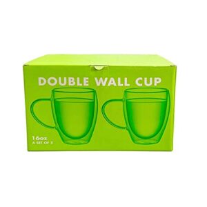 Douria Double Walled Glass Coffee Mugs, Clear Espresso Cups, Coffee tea Mugs Set, Iced Coffee Cup, Glass Mugs for Hot Beverages, Premium Glasses Set, Each 450ml (16Ounces./Set of 2)