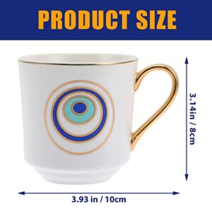 Luxshiny Evil Eye Coffee Mug Ceramic Turkish Eye Water Cups Espresso Tea Cup Coffee Cup Arabic Greek Milk Mug for Home Office ( White )