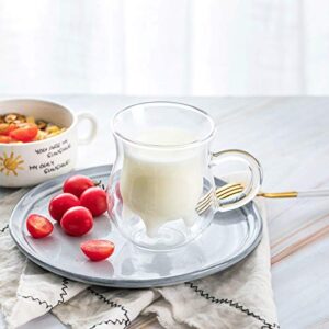 Double Wall Glass Cup - Creative Cup Cute Calf Insulated Mugs Thermo Coffee Milk Cups Creamer Pitcher (230ML/7.7oz)