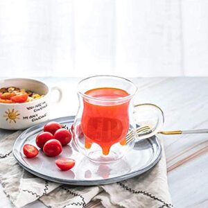 Double Wall Glass Cup - Creative Cup Cute Calf Insulated Mugs Thermo Coffee Milk Cups Creamer Pitcher (230ML/7.7oz)