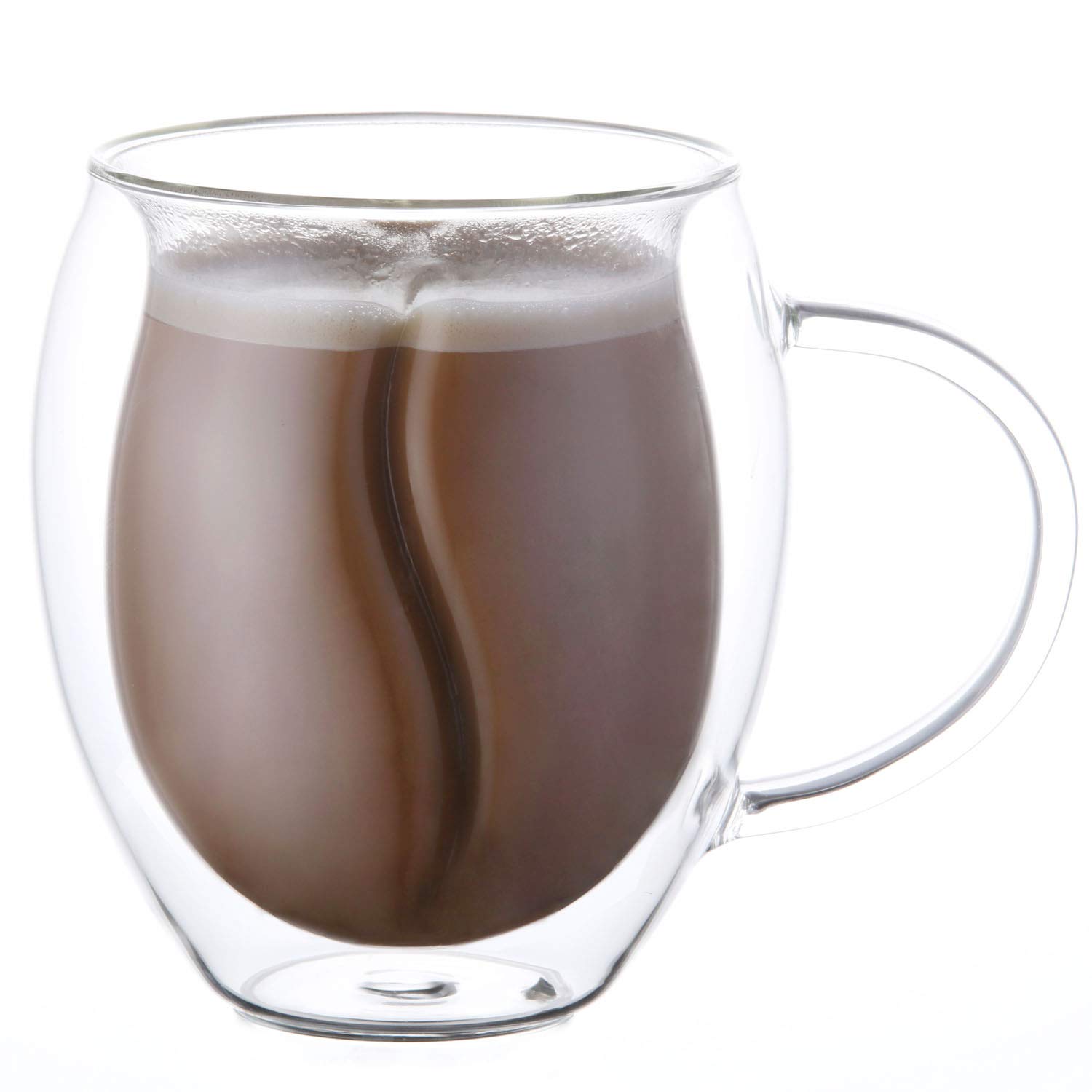 YUESHICO Insulated Coffee Mugs - Double Wall Glass Coffee Mugs Clear Glass Coffee Cups 12.7 Oz with Handles for Hot Beverages Cappuccino, Latte, Big Tea Cup. Glass Cups Best Coffee Gifts