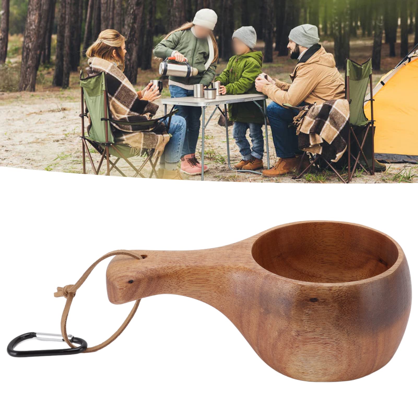 TOPINCN Wooden Cup, Nordic Style Portable Outdoor Camping Drinking Cup Traditional Coffee Mug Hiking Survival Teacup Water Serving Cup for Coffee Tea Milk