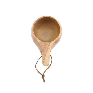 Oedema Wooden Coffee Cup Camping Cup Wood Mug Drinking Cup with Handle for Milk Tea Coffee