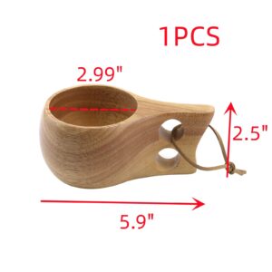 Oedema Wooden Coffee Cup Camping Cup Wood Mug Drinking Cup with Handle for Milk Tea Coffee