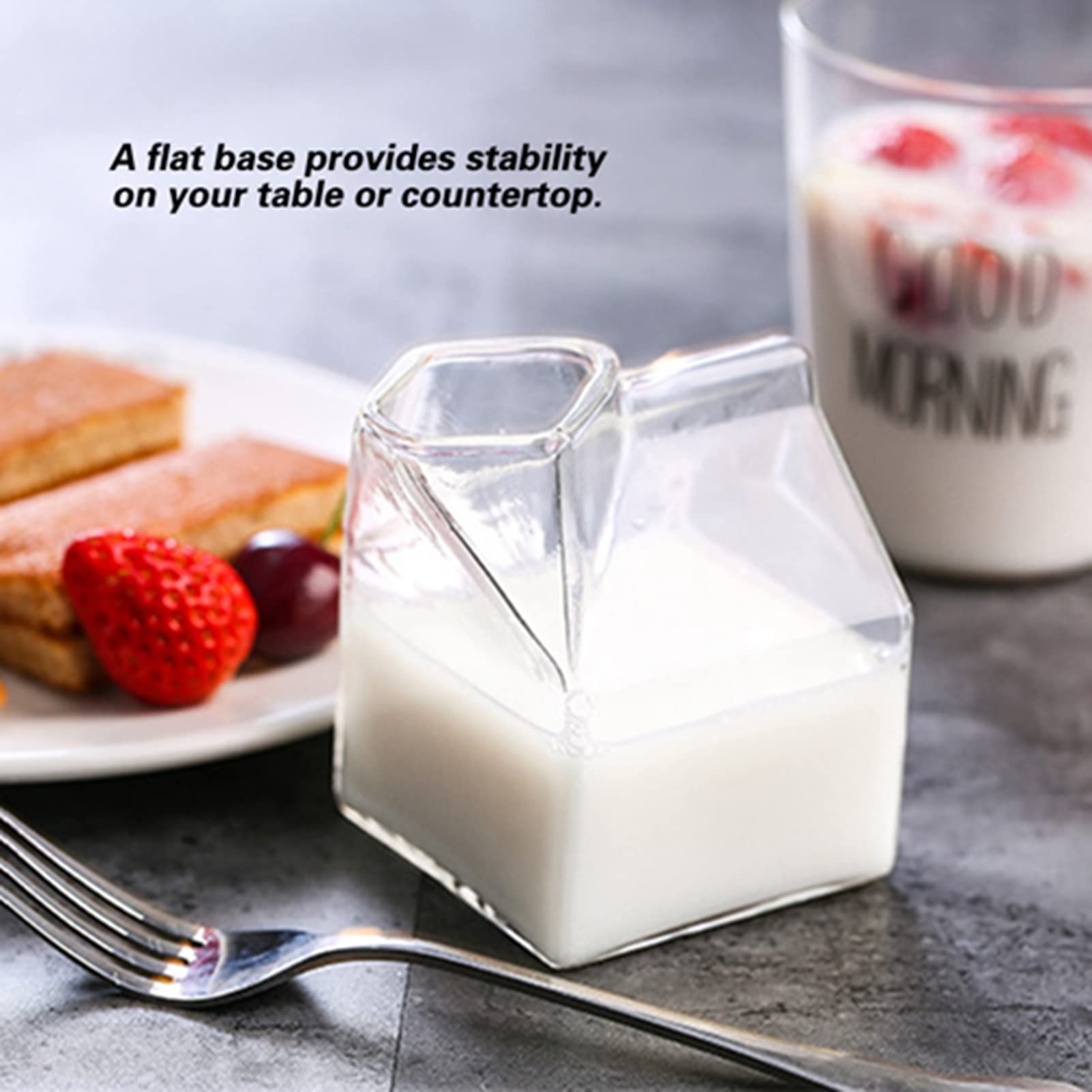 Cocktail Glasses Glass Milk Carton Box Glass Mixing Cups,House Shape Glass Cup, Transparent Milk Glass Cup, Milk Pourer, Glass Cup for Pour Coffee Milk Water Glass Cup,Mini Square Container Pitcher