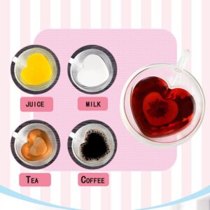 2 Pack/Set Heart Shaped Double Layer Drinking Glass Mug Heat Resistant Milk Lemon Juice Cup Tea Cups Coffee Mugs Gifts 150ML