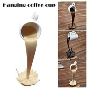 Xindemei Floating Cup Sculpture Pouring Liquid Coffee Mug Funny Coffee Spilling Pouring Splash Coffee Mug Sculpture Art Decor for Home (A)