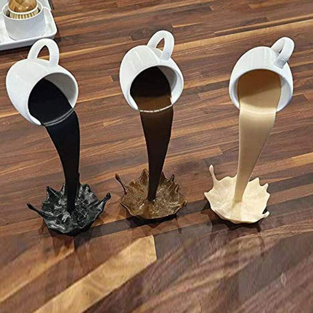 Xindemei Floating Cup Sculpture Pouring Liquid Coffee Mug Funny Coffee Spilling Pouring Splash Coffee Mug Sculpture Art Decor for Home (A)