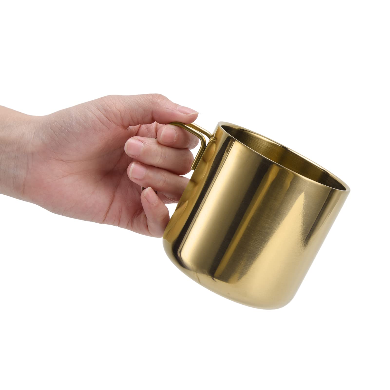 Stainless Steel Coffee Cup with Handle,400ml Camping Cup Stainless Steel Espresso Cup Stainless Steel Tea Cup Camping Mug(Gold)