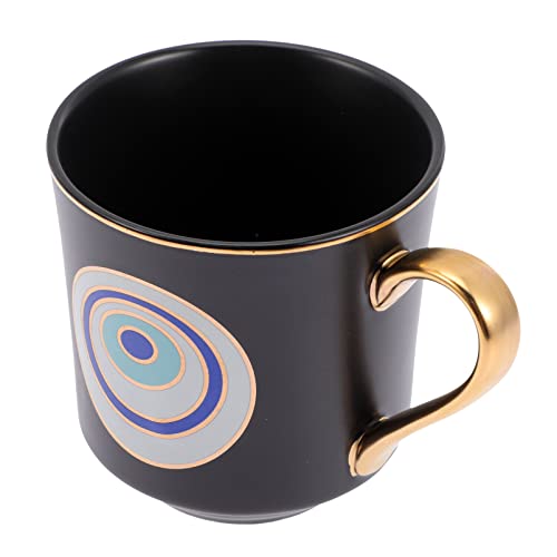 Luxshiny Evil Eye Coffee Mug Ceramic Turkish Eye Water Cups Espresso Tea Cup Coffee Cup Arabic Greek Milk Mug for Home Office ( Black )