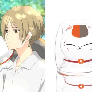 Roffatide Anime Natsume’s Book of Friends Nyanko Sensei Cute Mugs Double Wall Insulated Glass Coffee Tea Milk Cup Office Cup Best gift for Christmas Birthday Gift