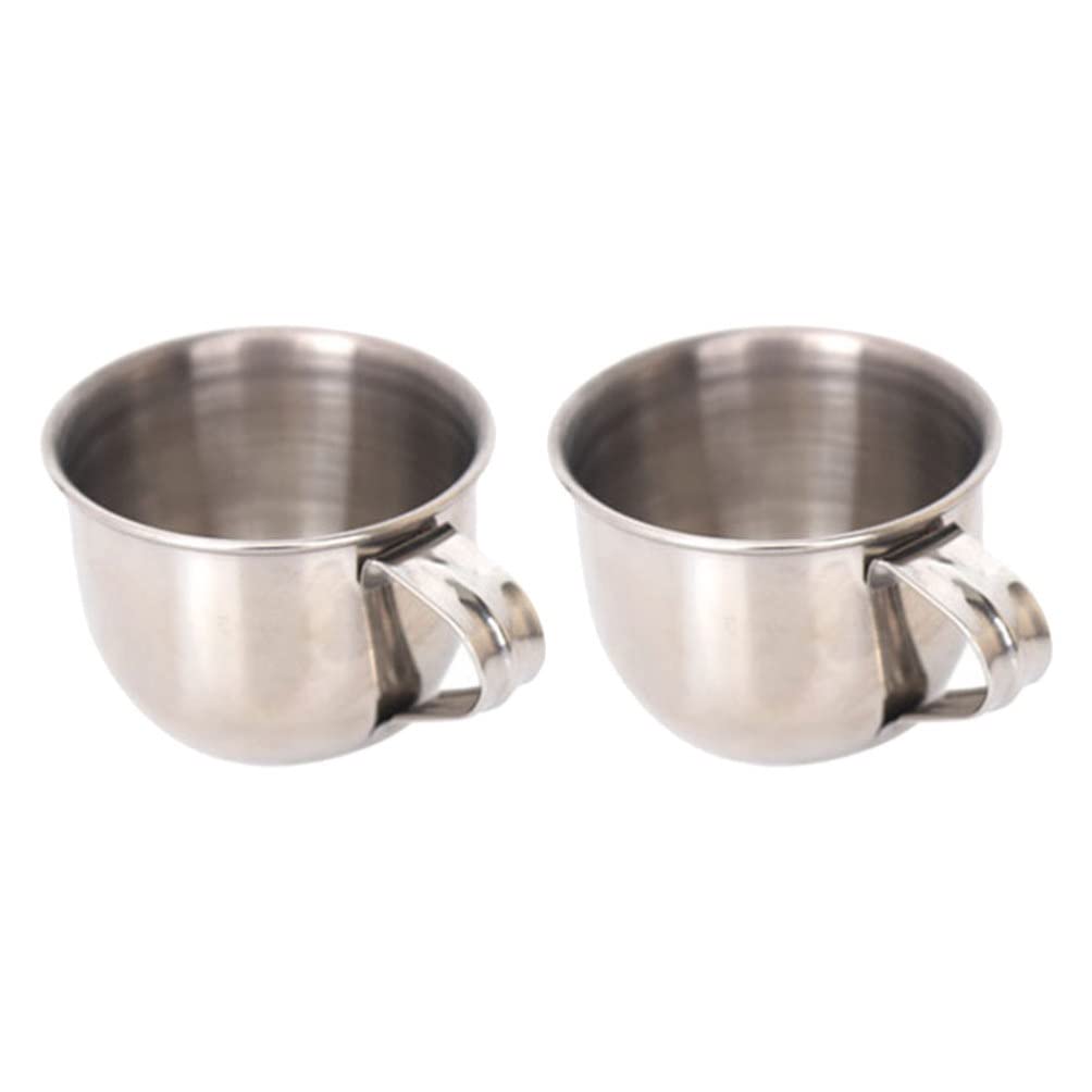 DOITOOL Stainless Steel Tumblers Stainless Steel Coffee Cup Small Espresso Mug 70ml Cocktail Champagne Flutes Drinking Tumbler For Bar Camping Home Party 2pcs Stainless Steel Coffee Mug