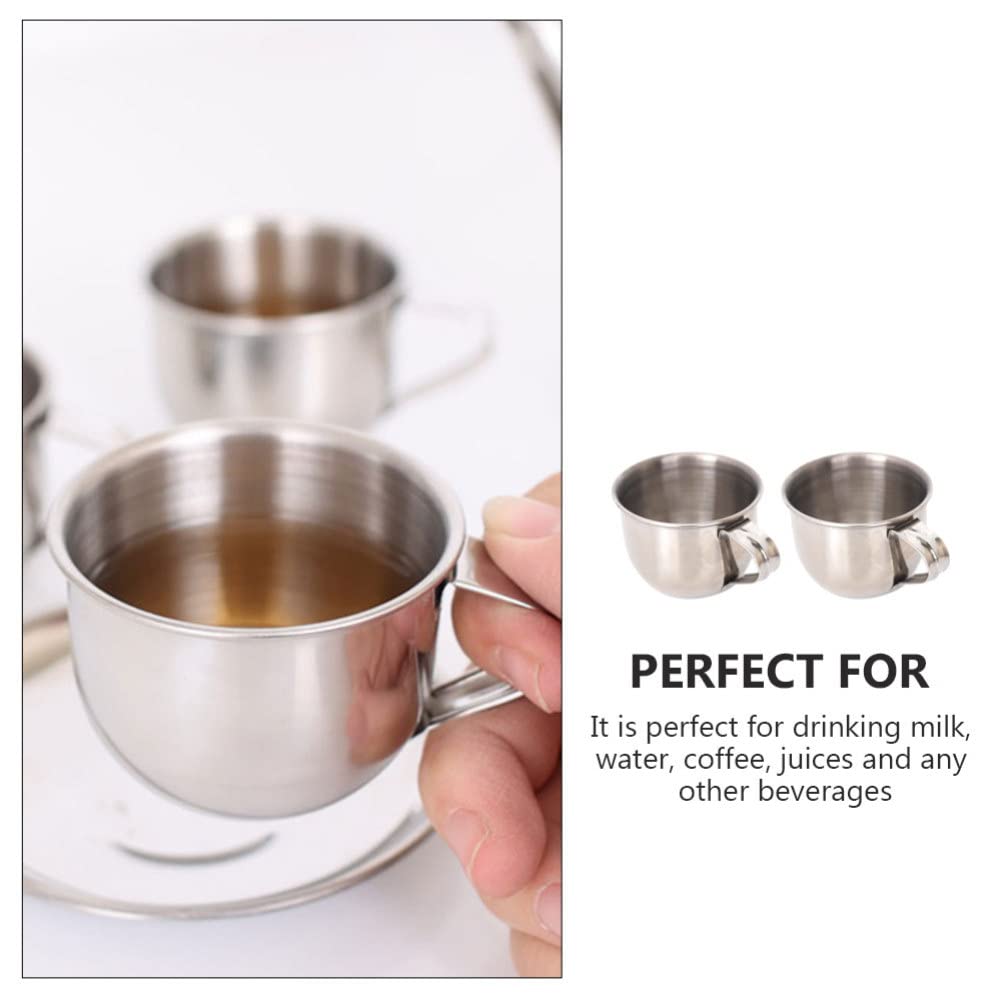 DOITOOL Stainless Steel Tumblers Stainless Steel Coffee Cup Small Espresso Mug 70ml Cocktail Champagne Flutes Drinking Tumbler For Bar Camping Home Party 2pcs Stainless Steel Coffee Mug