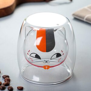 feb.7 Cat Cup, Double Wall Cup, 220 ml Espresso Coffee Tea Mug Glass Cat Design Mug 3D Kitten Glasses Heat-resistant Double Wall Coffee Milk Juice Christmas Cup