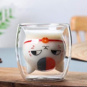 feb.7 Cat Cup, Double Wall Cup, 220 ml Espresso Coffee Tea Mug Glass Cat Design Mug 3D Kitten Glasses Heat-resistant Double Wall Coffee Milk Juice Christmas Cup