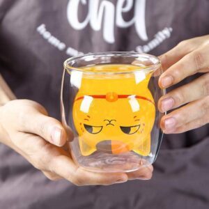 feb.7 Cat Cup, Double Wall Cup, 220 ml Espresso Coffee Tea Mug Glass Cat Design Mug 3D Kitten Glasses Heat-resistant Double Wall Coffee Milk Juice Christmas Cup