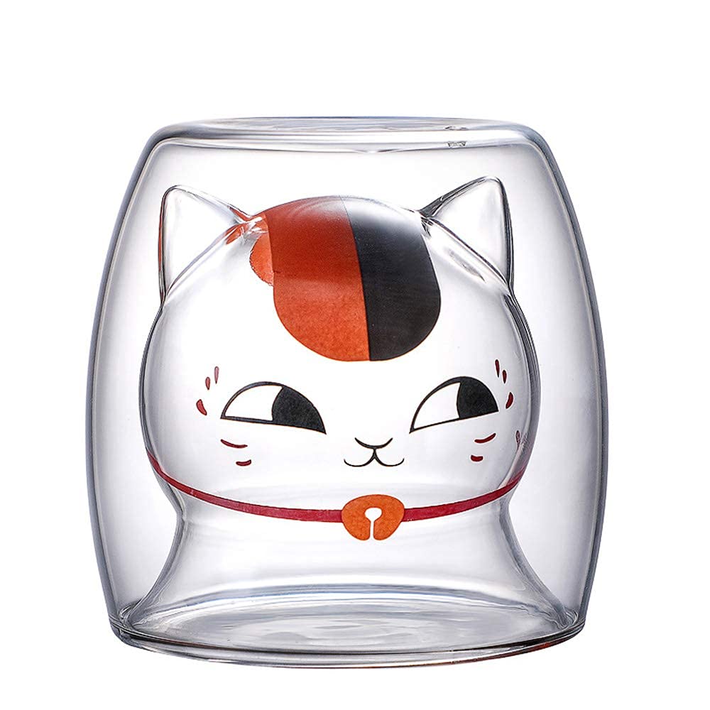 feb.7 Cat Cup, Double Wall Cup, 220 ml Espresso Coffee Tea Mug Glass Cat Design Mug 3D Kitten Glasses Heat-resistant Double Wall Coffee Milk Juice Christmas Cup