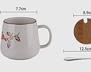 MELFEW Vintage Coffee Mug Retro Style Ceramic Cups, 380ml Kiln Change Clay Breakfast Cup Creative Gift for Friends (StyleA)