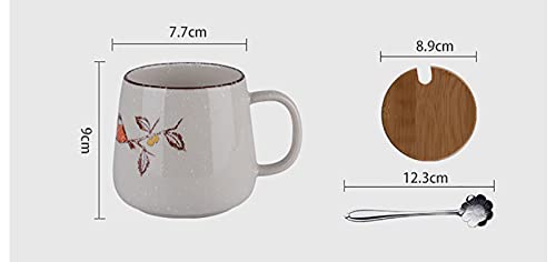 MELFEW Vintage Coffee Mug Retro Style Ceramic Cups, 380ml Kiln Change Clay Breakfast Cup Creative Gift for Friends (StyleA)