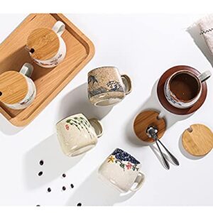 MELFEW Vintage Coffee Mug Retro Style Ceramic Cups, 380ml Kiln Change Clay Breakfast Cup Creative Gift for Friends (StyleA)