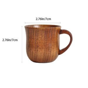 HomeImpel 2 Pack Wooden Coffee Cups Tea Cups With Handle, 4oz, 120ml, Drinking Wood Mugs for Beer/Coffee/Milk/Water