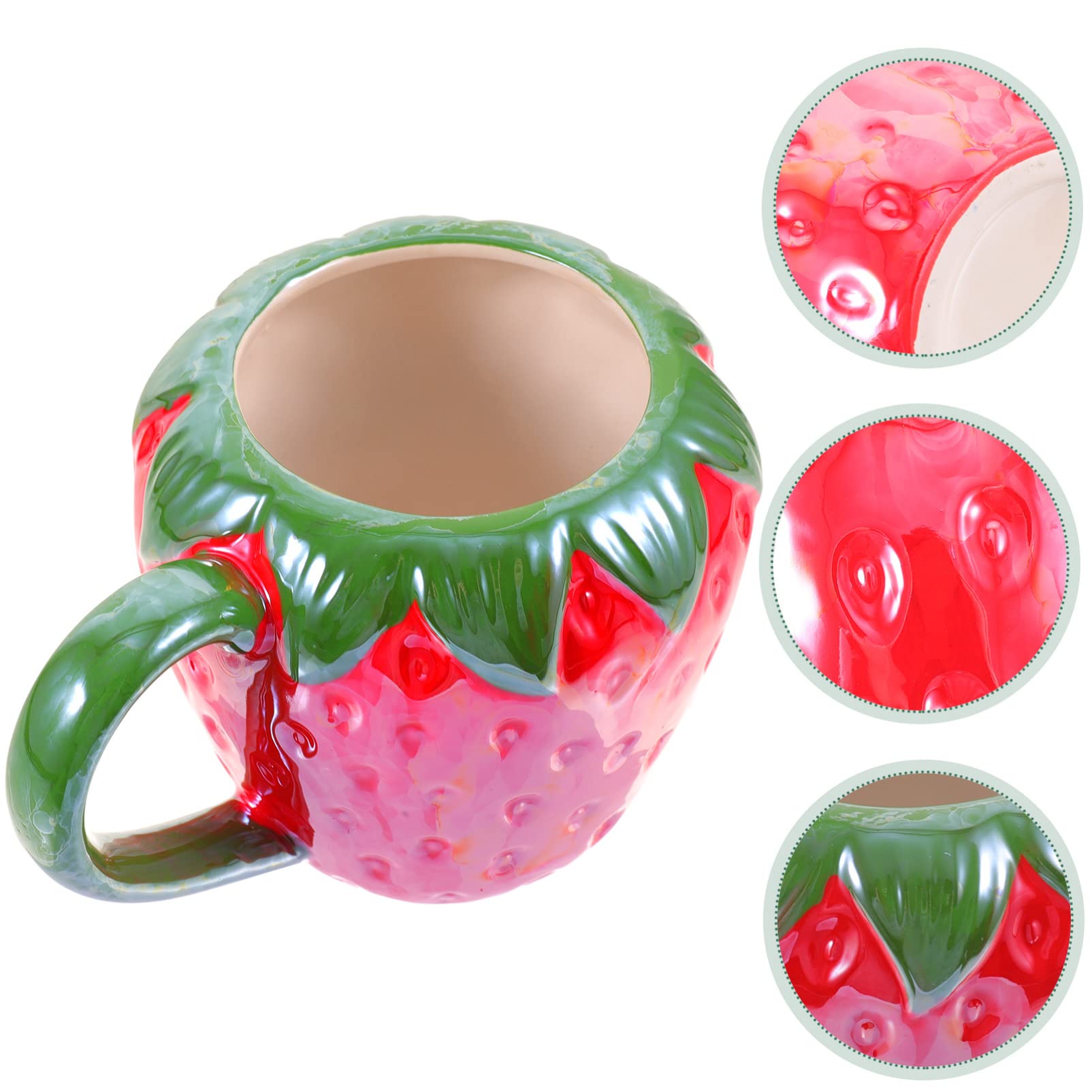 DOITOOL Strawberry Drinks Cup Fruit Shaped Mug Ceramic Water Cup Creative Drinking Mug for Juice Milk Coffee Tea Beverage Breakfast