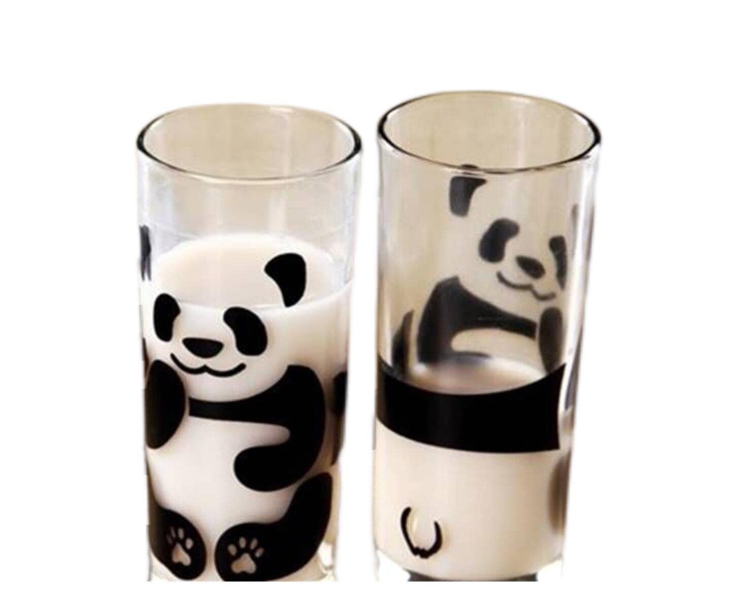 Cute Panda Glass Cup Mugs Milk Tea Cup Water Drinking Cups Couple Cup Breakfast Cups Gifts for Panda Lover,Set of 2