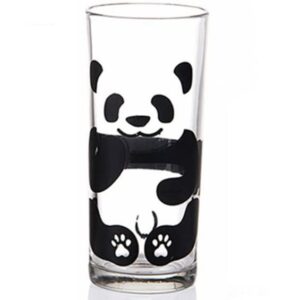 Cute Panda Glass Cup Mugs Milk Tea Cup Water Drinking Cups Couple Cup Breakfast Cups Gifts for Panda Lover,Set of 2