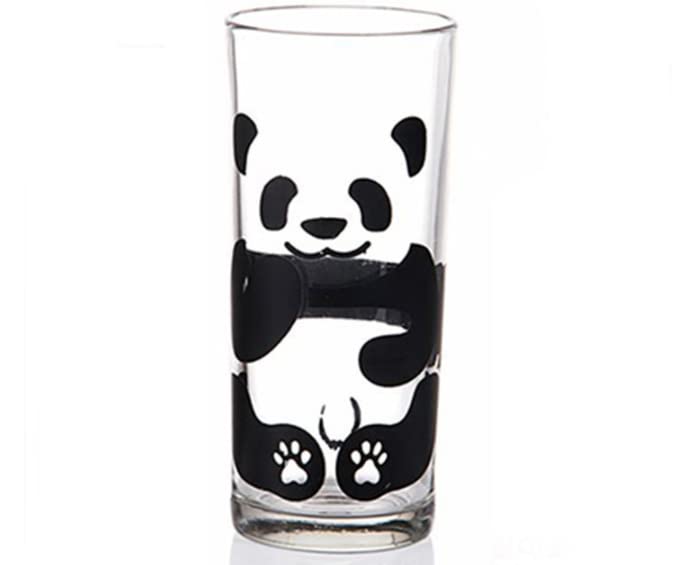 Cute Panda Glass Cup Mugs Milk Tea Cup Water Drinking Cups Couple Cup Breakfast Cups Gifts for Panda Lover,Set of 2