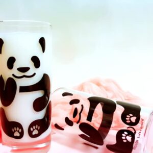 Cute Panda Glass Cup Mugs Milk Tea Cup Water Drinking Cups Couple Cup Breakfast Cups Gifts for Panda Lover,Set of 2