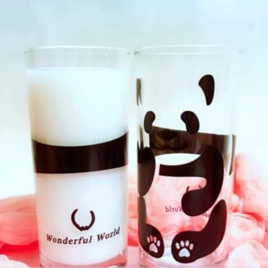 Cute Panda Glass Cup Mugs Milk Tea Cup Water Drinking Cups Couple Cup Breakfast Cups Gifts for Panda Lover,Set of 2